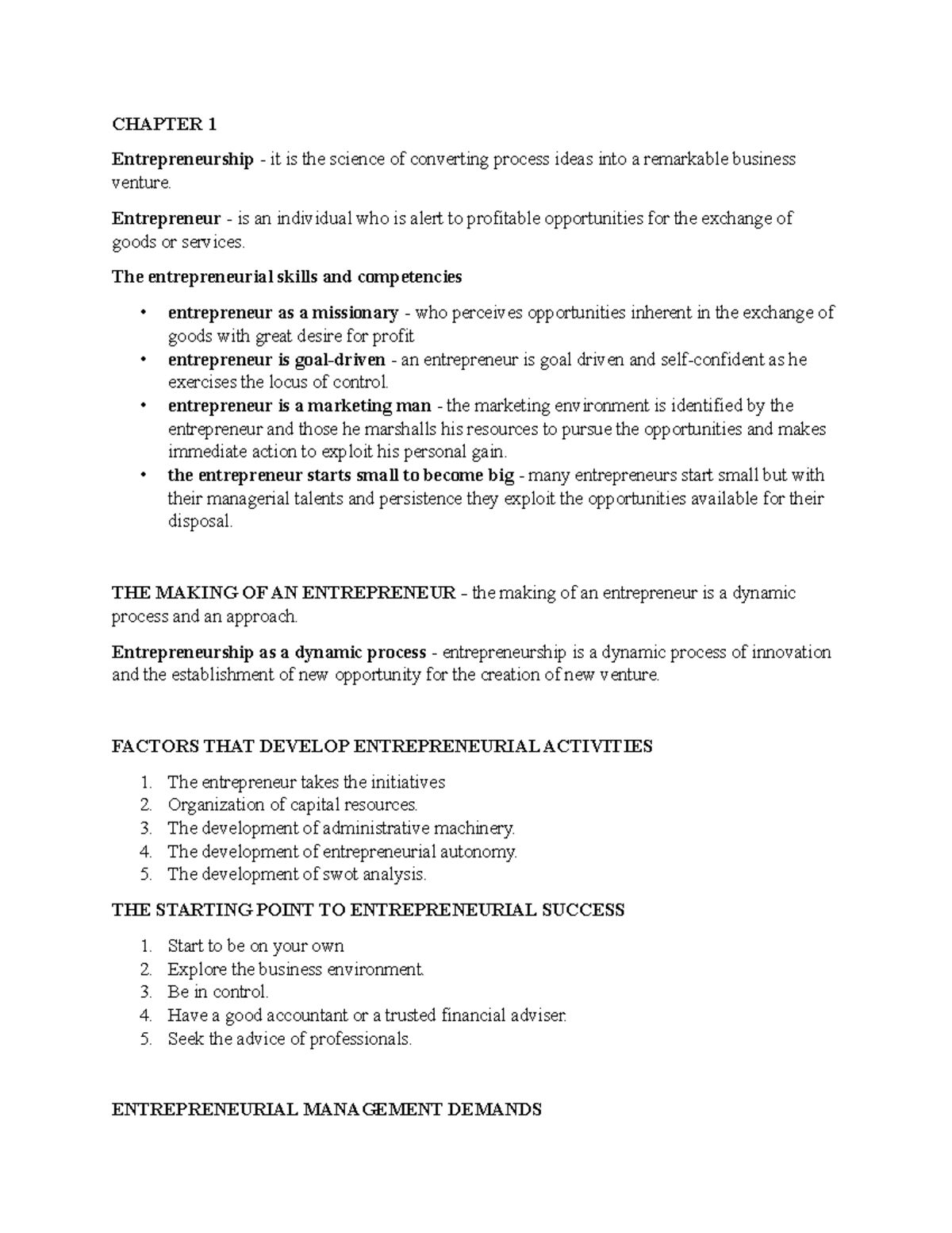 Entrep-subject - Notes about entrepreneurship - CHAPTER 1 ...
