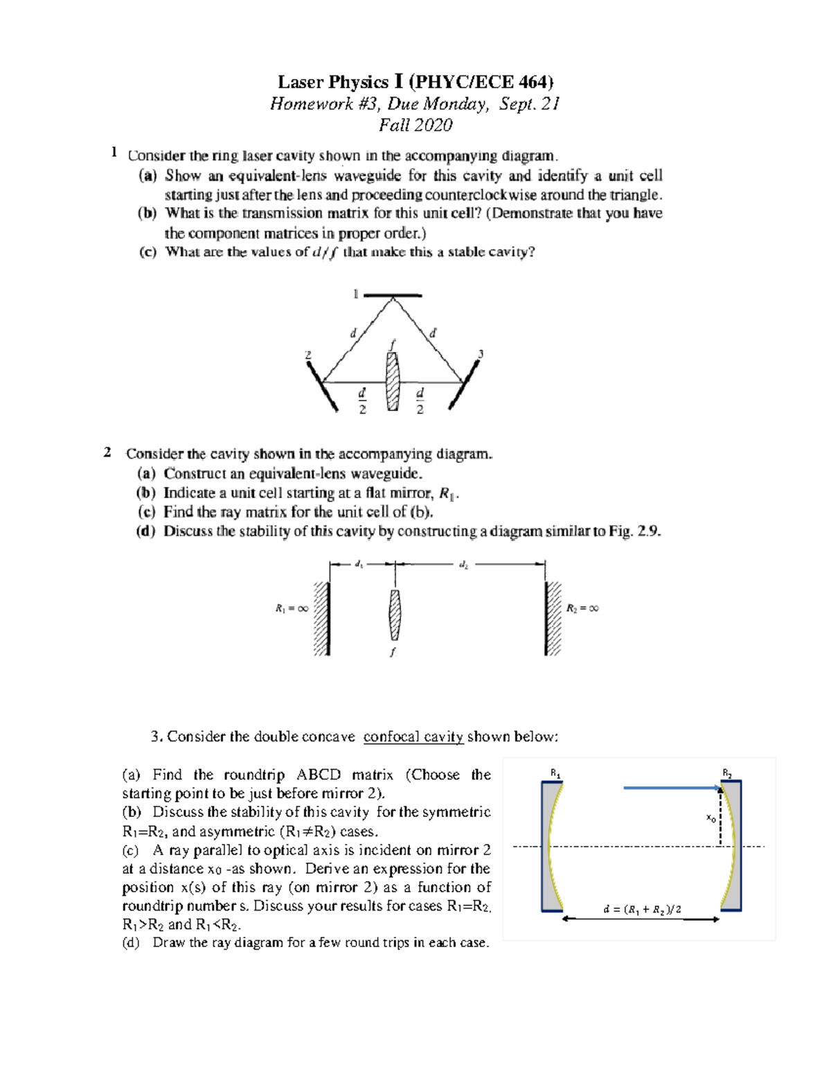 Hw20 3 sol - physics note - Laser Physics I (PHYC/ECE 464) Homework #3 ...