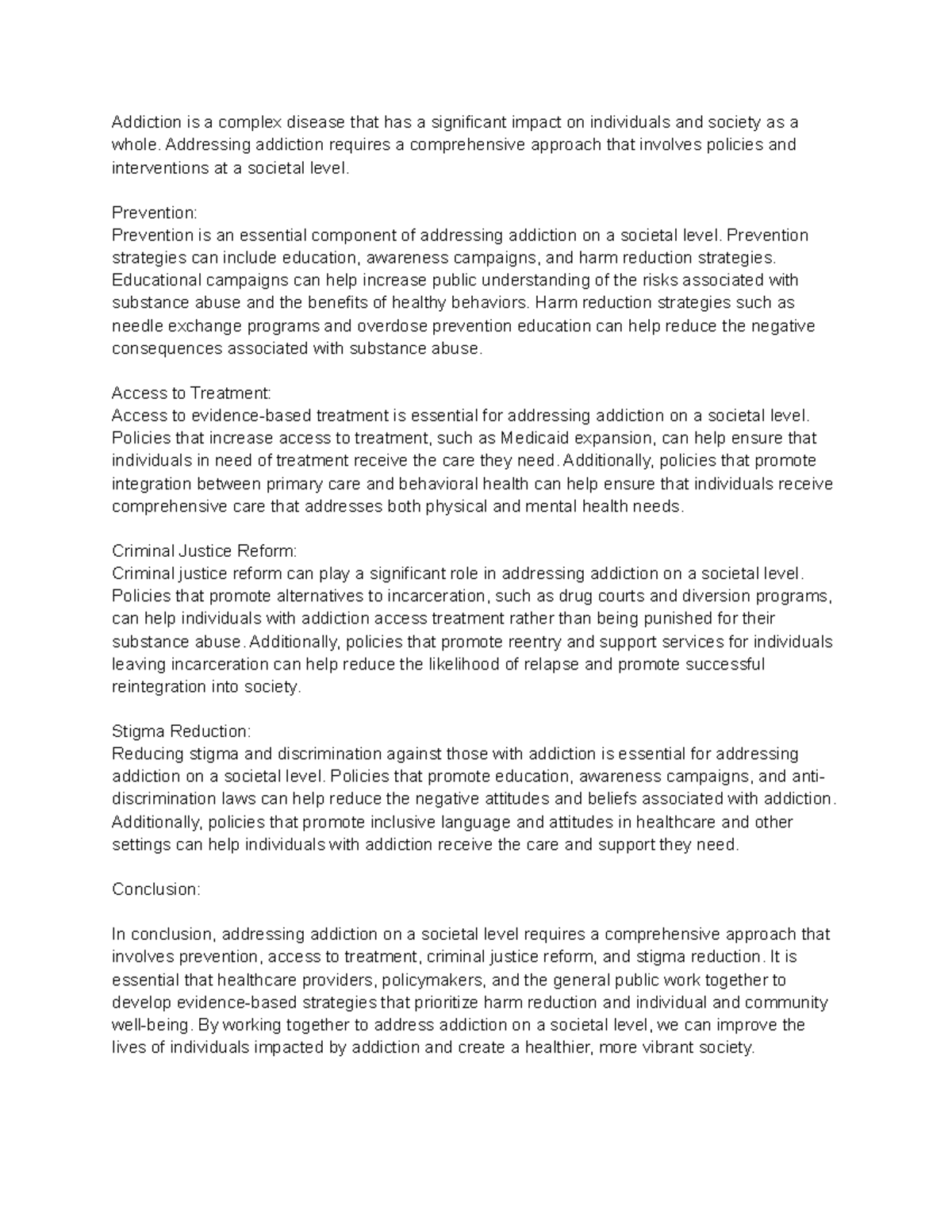 Policies and Interventions to Address Addiction on a Societal Level ...