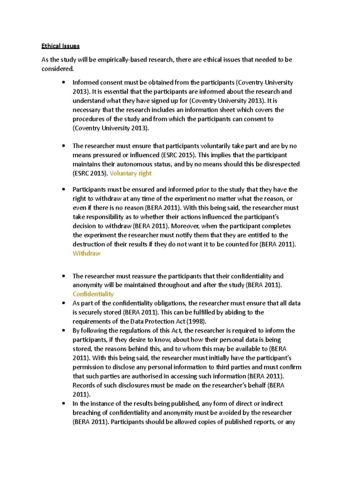 Ethical Issues - From a dissertation proposal for student's attitudes ...