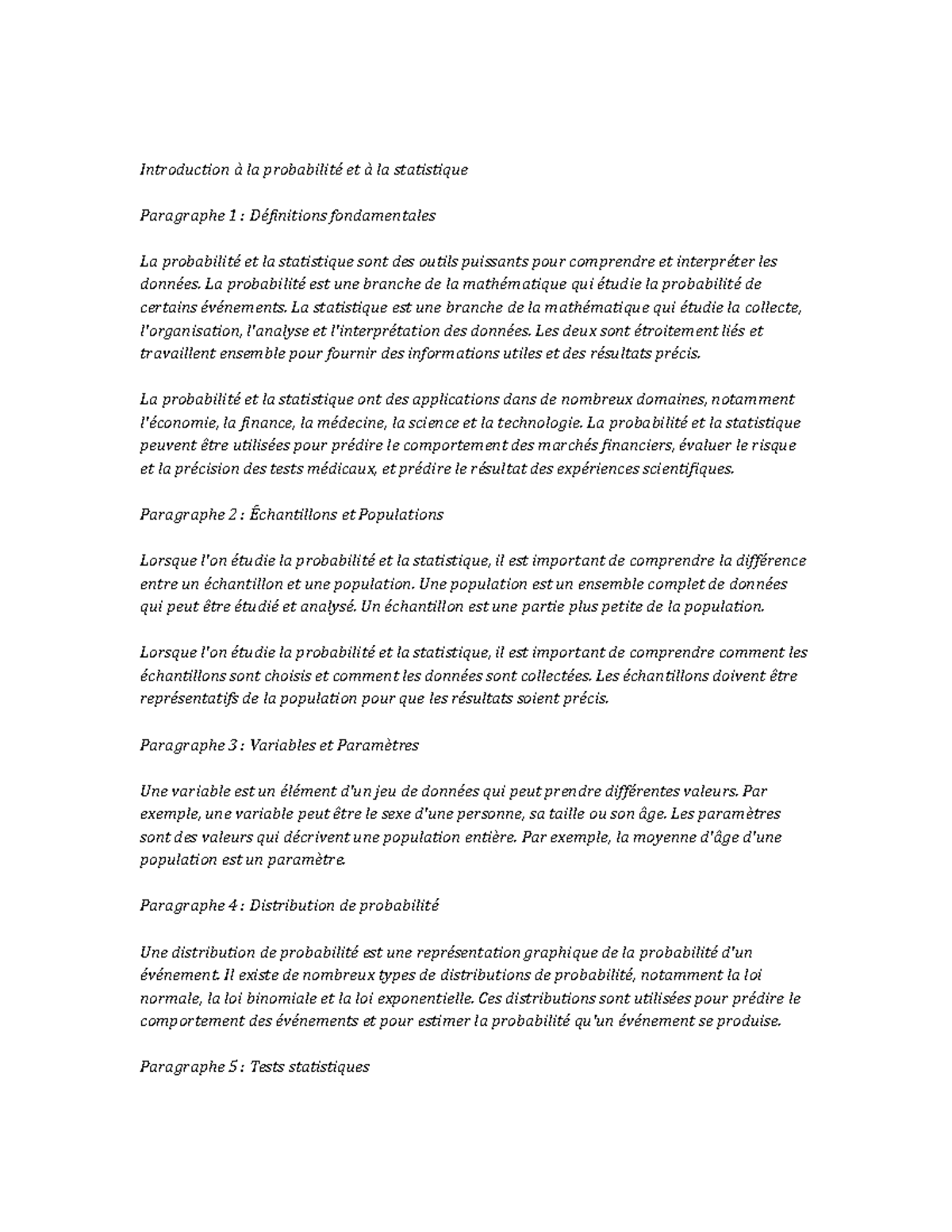 Introduction to Probability and Statistics Notes de cours ...