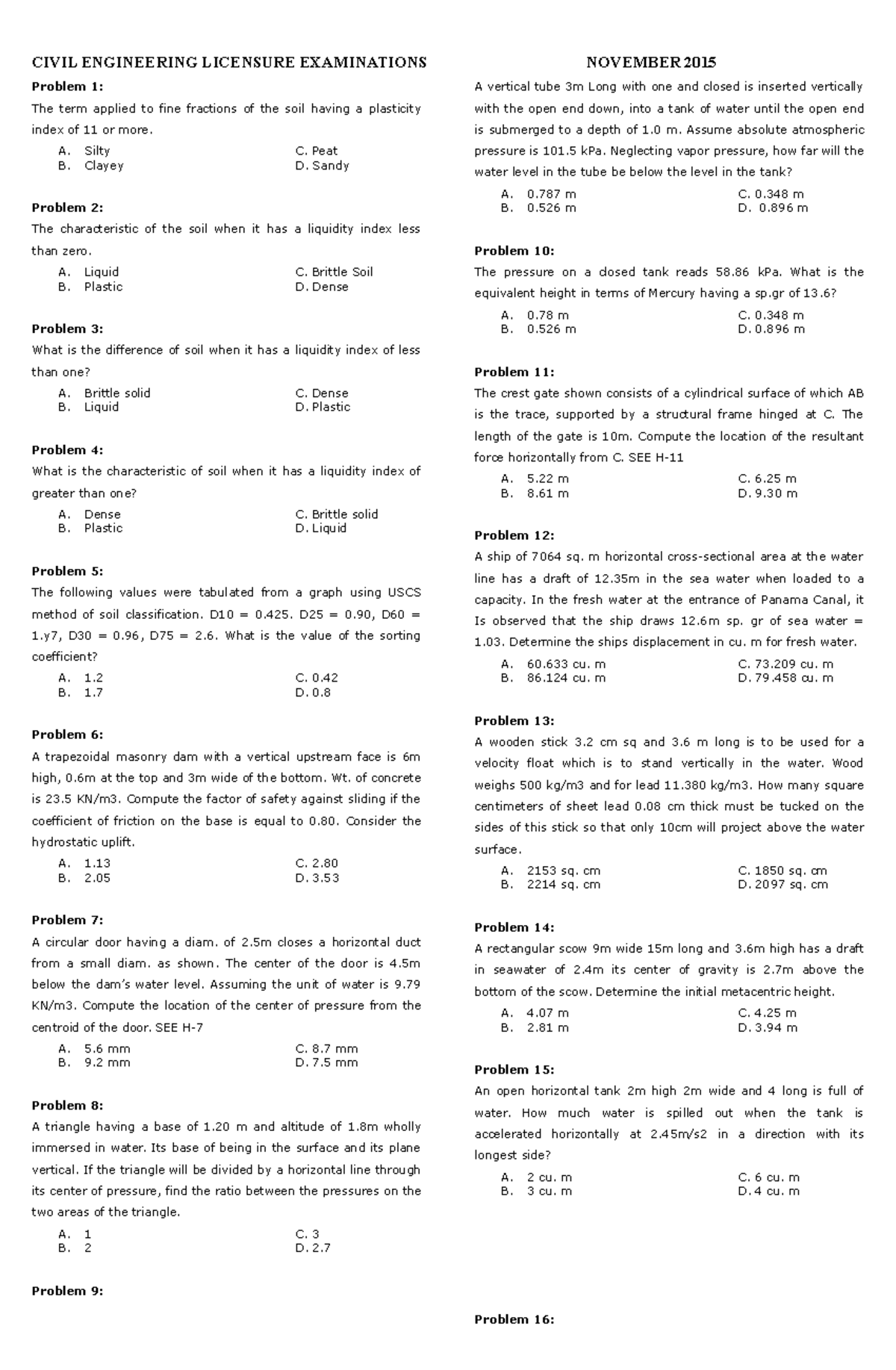2015 - NOV - Calculator Techniques/Mathematics/Engineering/Construction ...