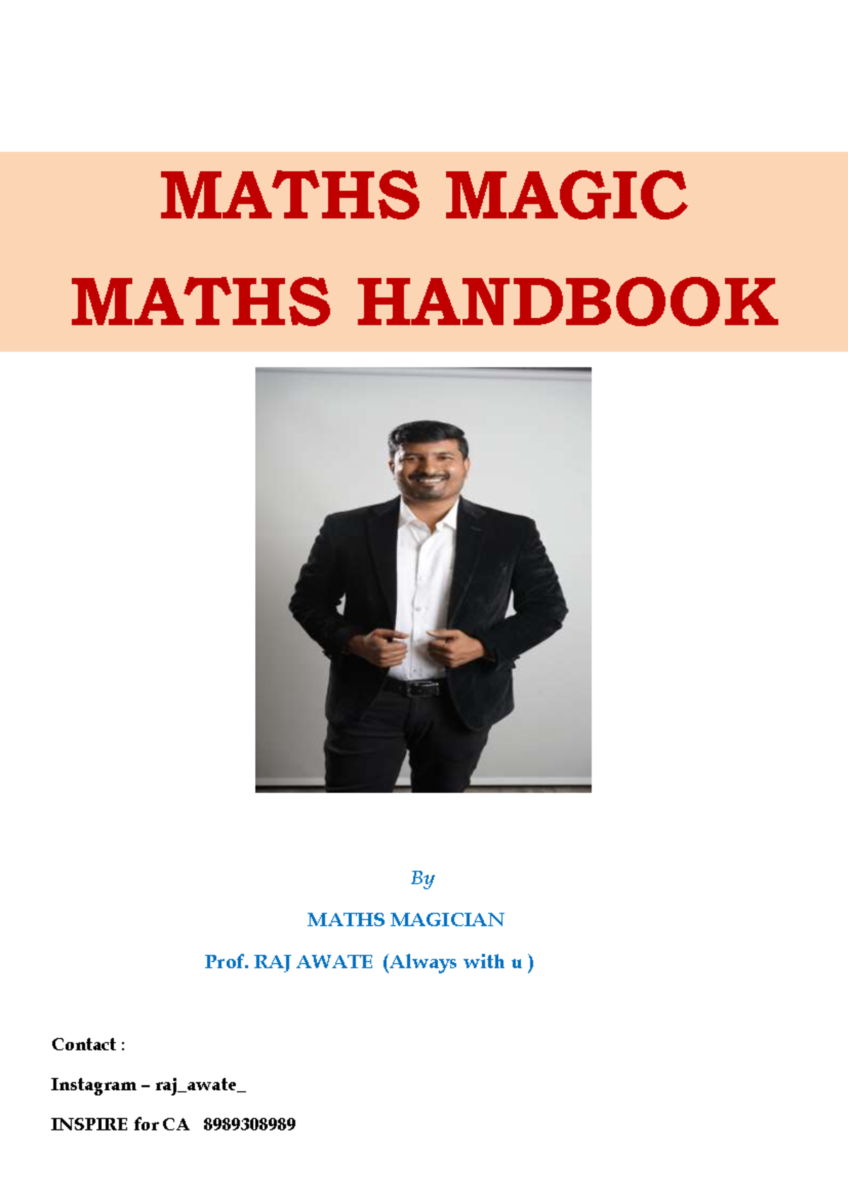 All Maths formulae - MATHS HANDBOOK By MATHS MAGICIAN Prof. RAJ AWATE ...