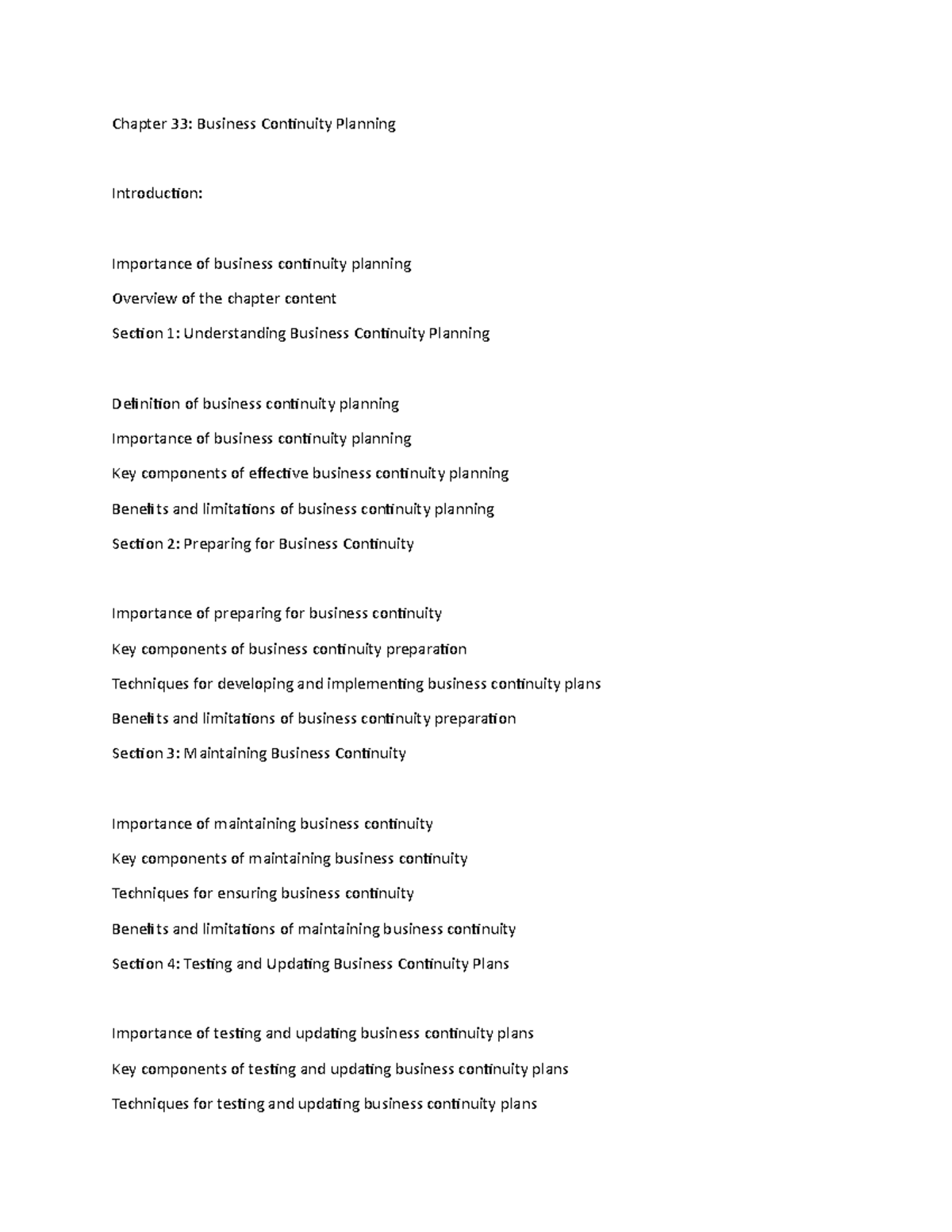 Risk management module 9 - Chapter 33: Business Continuity Planning ...