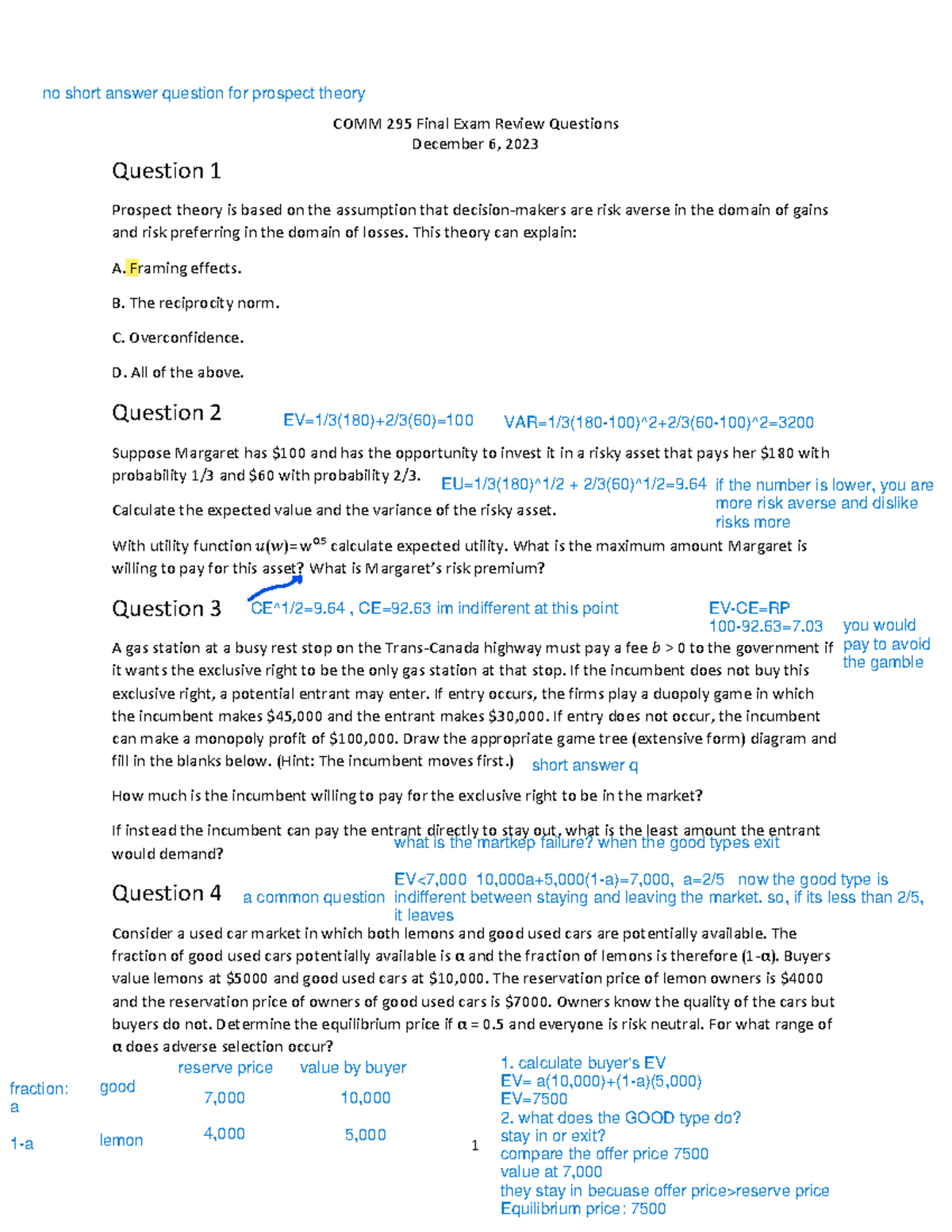 COMM 295 final exam review question - COMM 295 Final Exam Review Questions December 6, 2023 ...