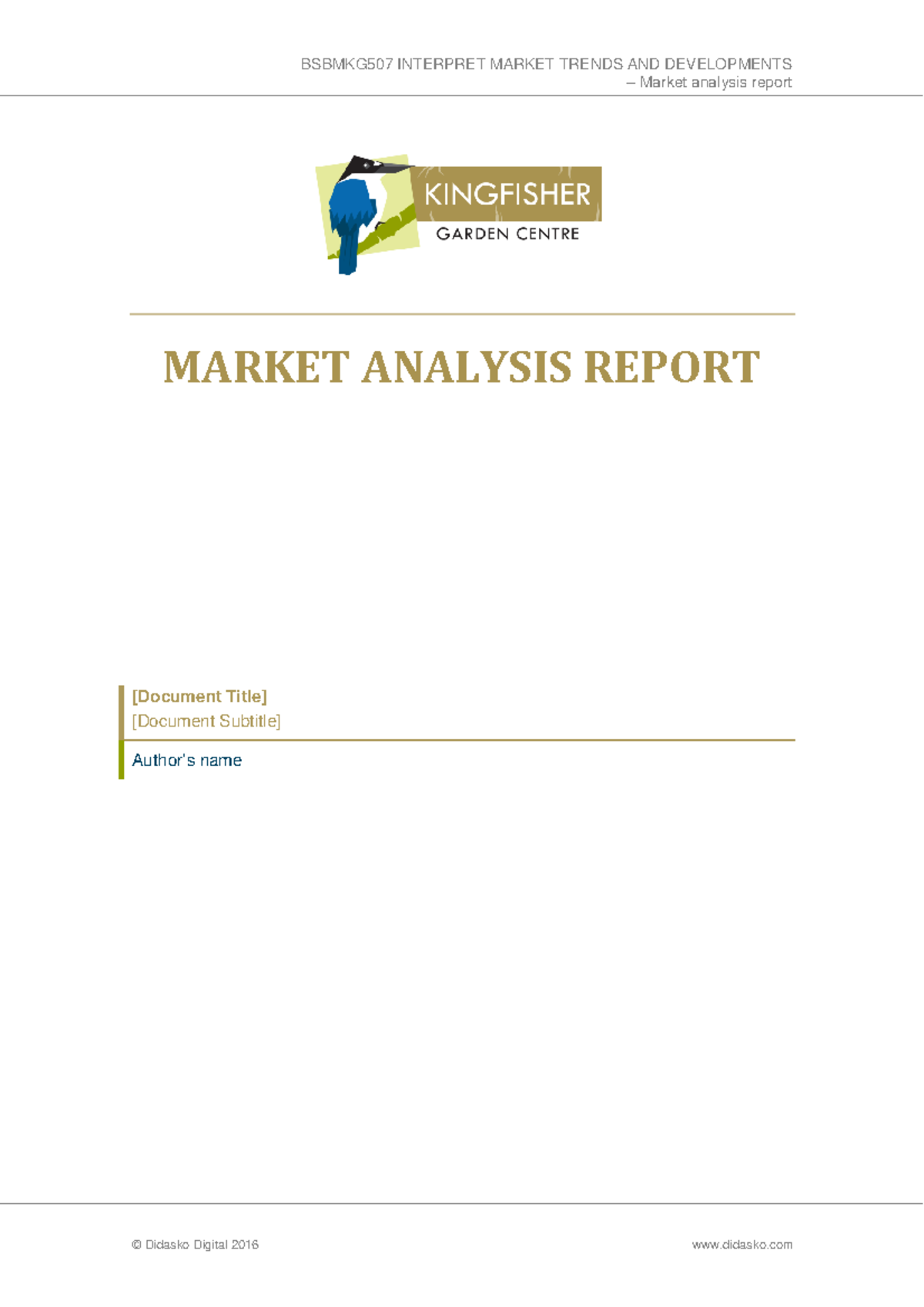 Market analysis report template - Market analysis report © Didasko ...