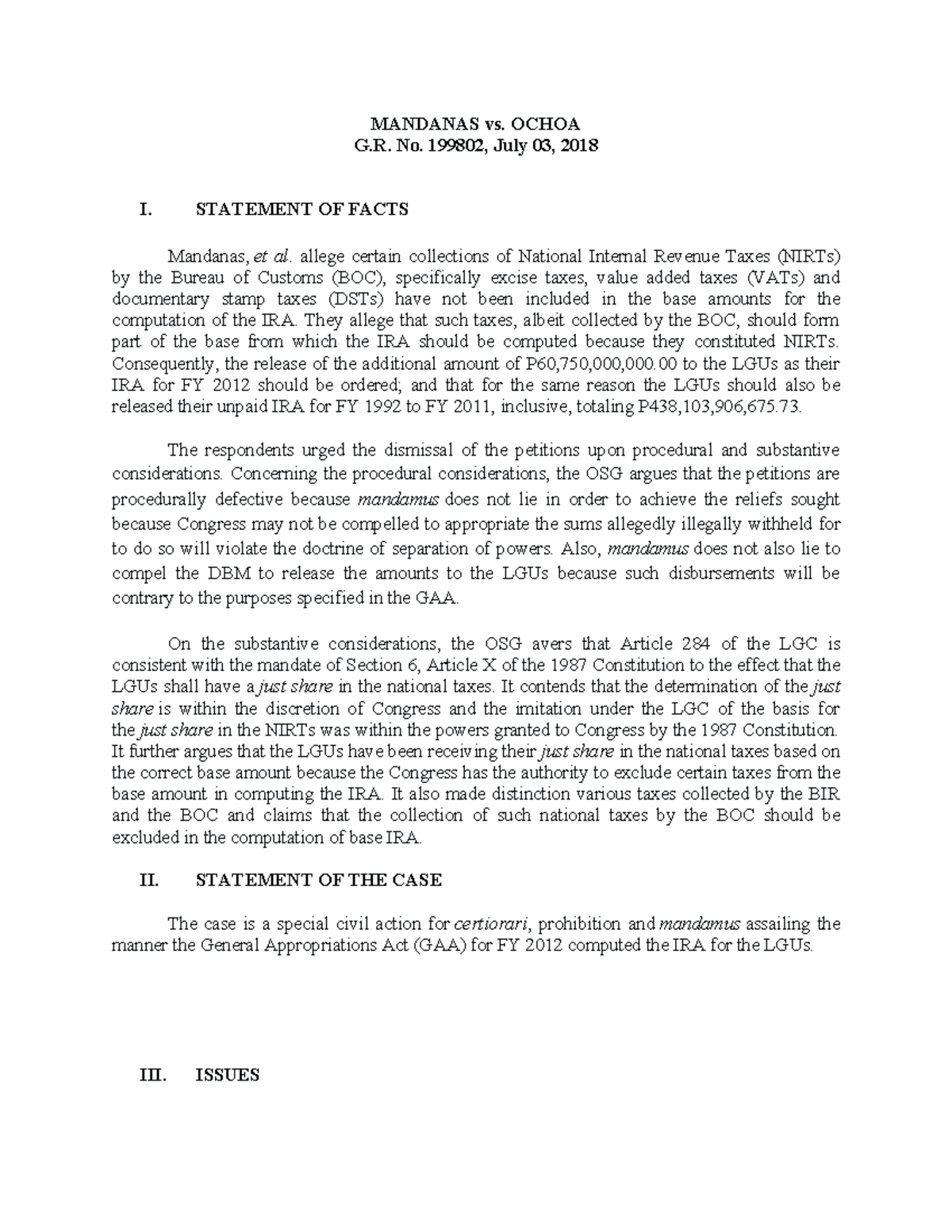 455077656 Mandanas vs Ochoa Digest - MANDANAS vs. OCHOA G. No. 199802 ...