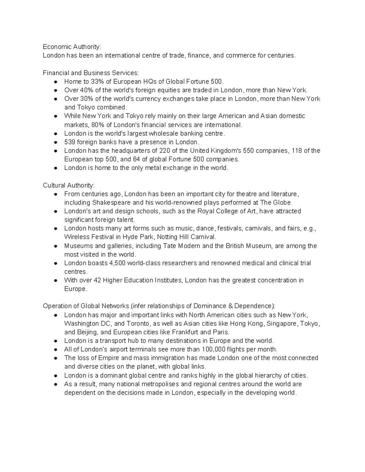 London CASE Study Final (UP) - Economic Authority: London has been an ...