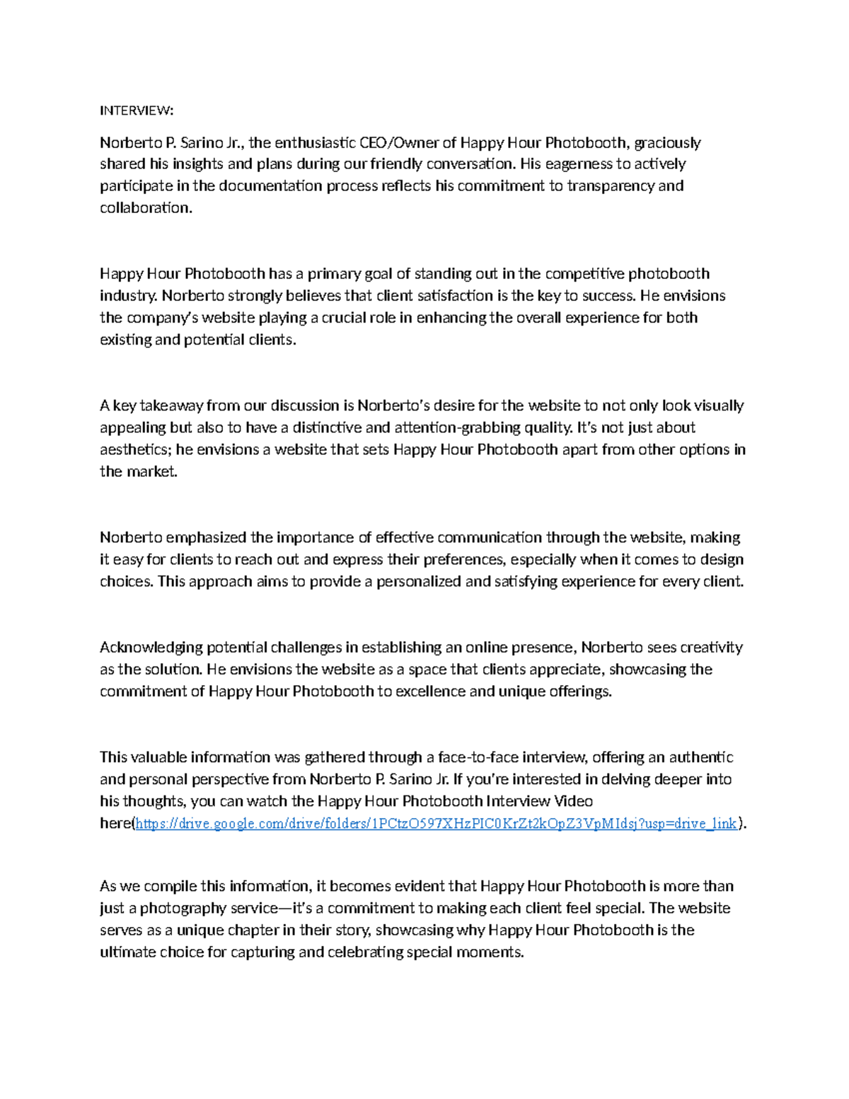 Revised Interview - dsadasd - INTERVIEW: Norberto P. Sarino Jr., the ...