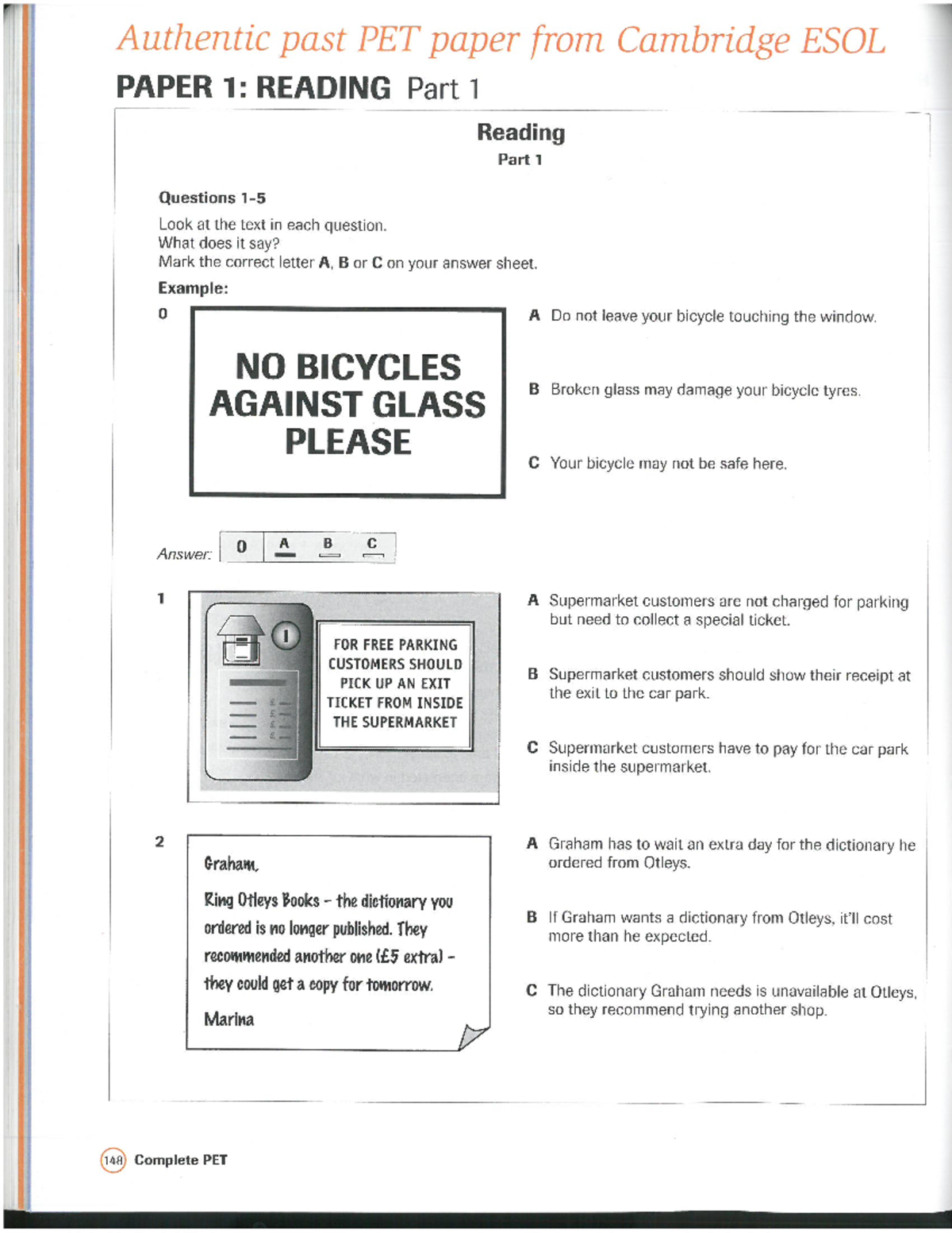 Complete PET for Schools ST Bk - sample paper. extra practice, key ...