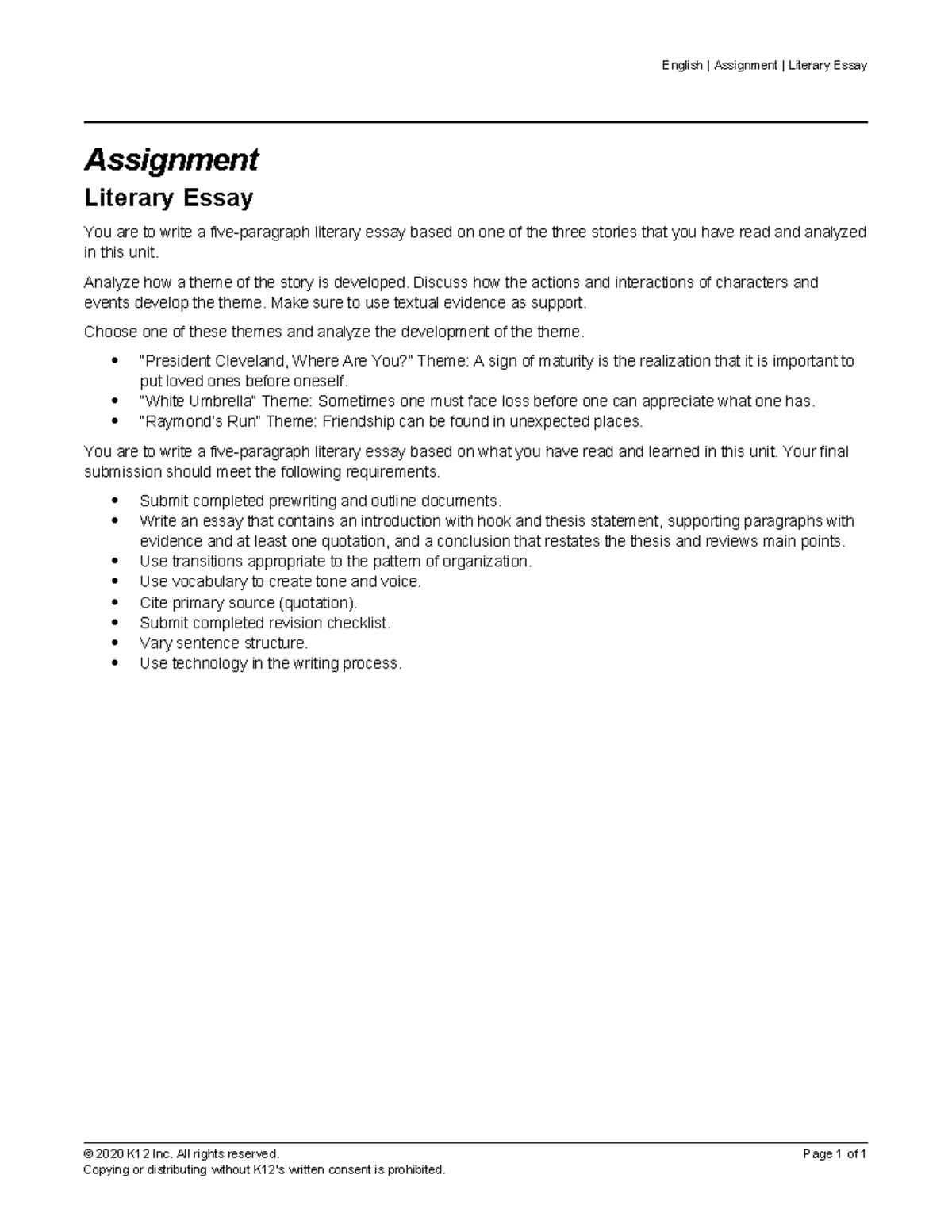 8463194 - ... - English | Assignment | Literary Essay Assignment ...