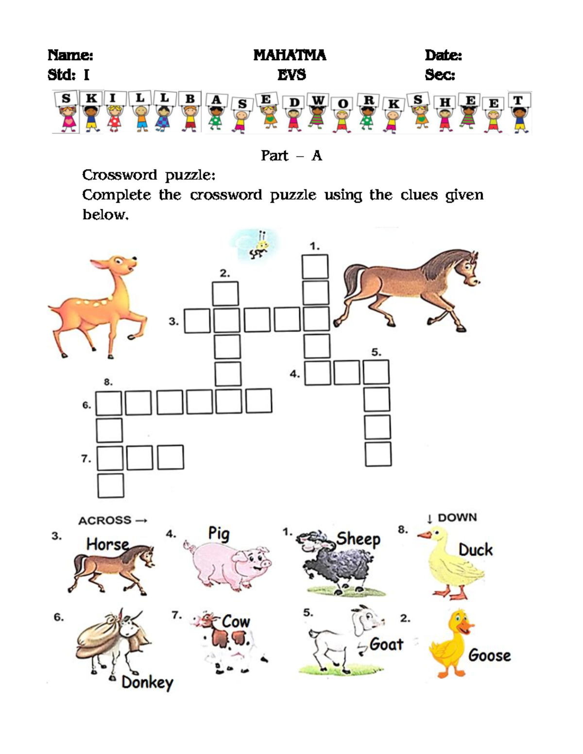 Std i evs - dvdvdvd - Name: MAHATMA Date: Std: I EVS Sec: Part – A ...