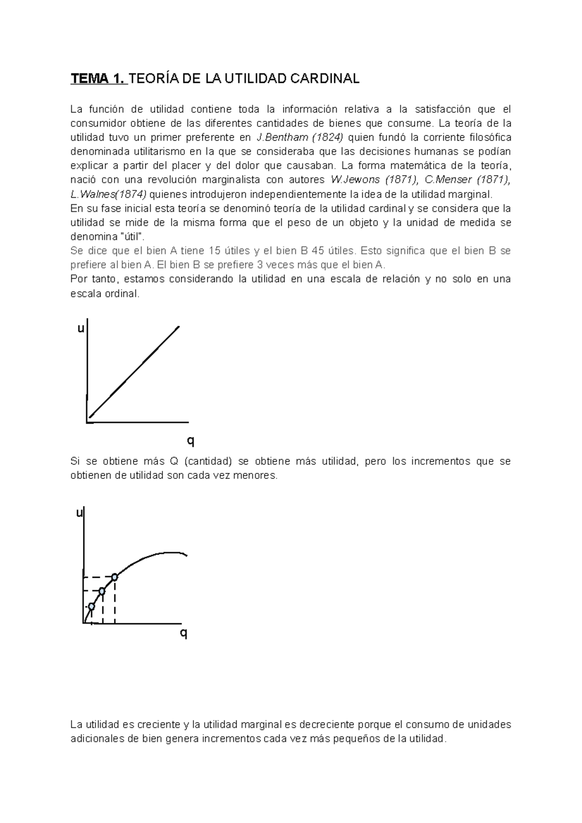 MICROECONOMIA I TEMA 1 - TEMA 1. TEORÍA DE LA UTILIDAD CARDINAL La ...