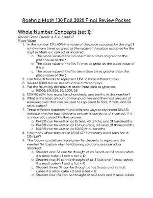 Math 130 Test Two - Extra help - Test Two Study Guide Section One: Use ...