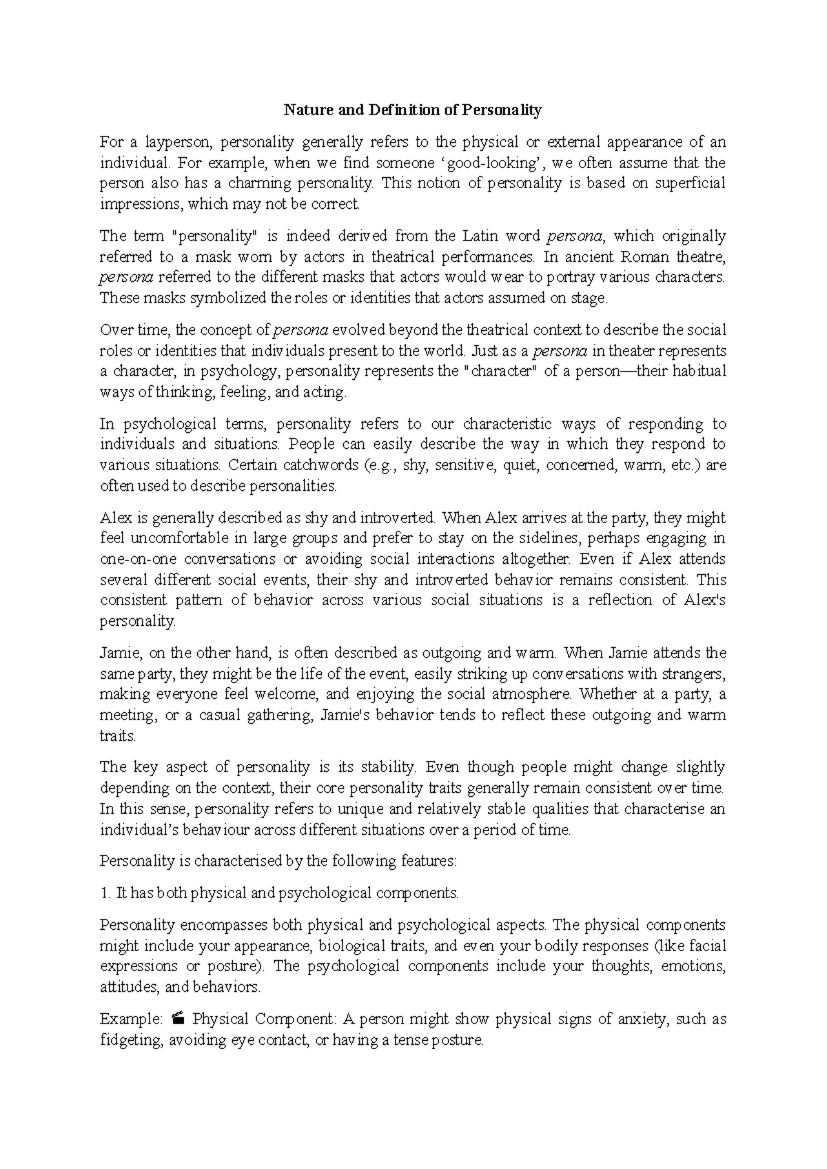 Definition and Nature of Personality - Nature and Definition of ...