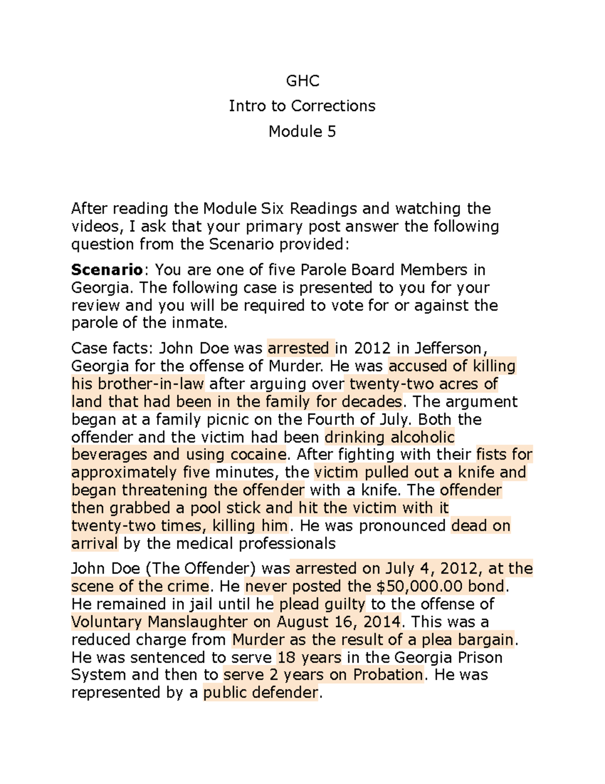 Intro To Corrections Disc 5 Ghc Intro To Corrections Module 5 After Reading The Module Six