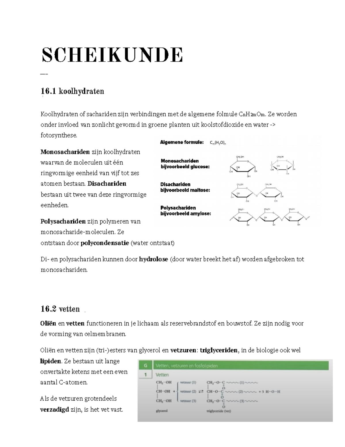 Scheikunde 6vwo - SCHEIKUNDE ___ 16 koolhydraten Koolhydraten of ...