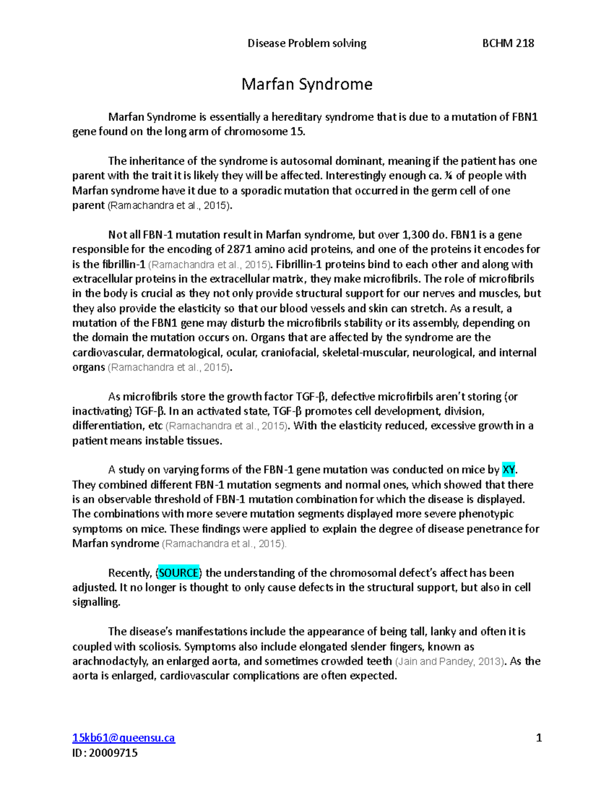 Marfan Syndrome - mandatory assignment of a biochemical disease ...