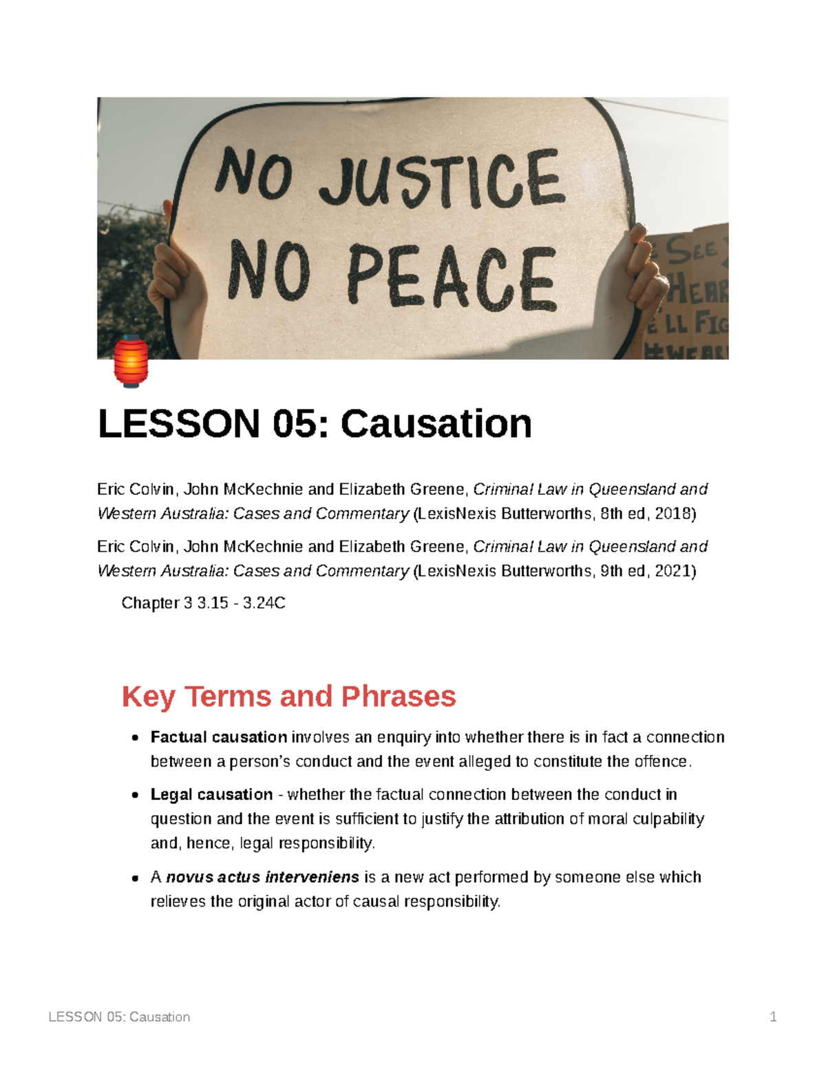 Lesson 05 Causation - Lecturer: Jay Williams - Þ LESSON 05: Causation Eric Colvin, John ...