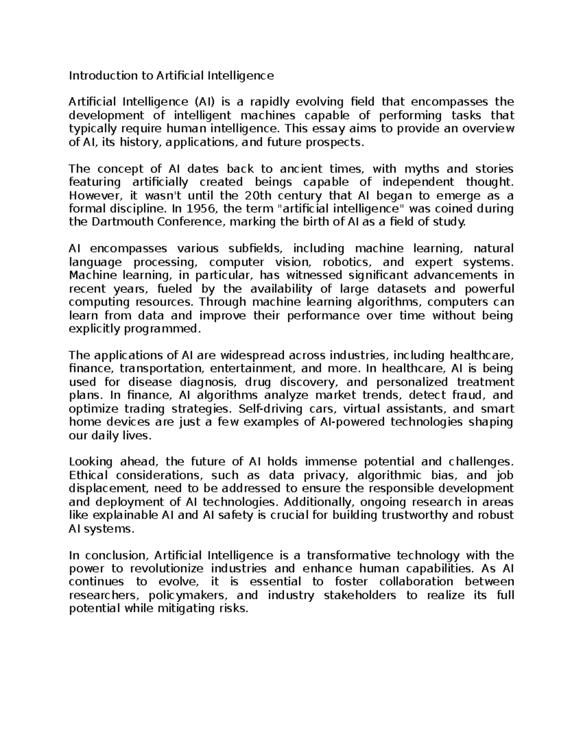 AI 1 - Introduction to Artificial Intelligence - Introduction to Artificial Intelligence ...