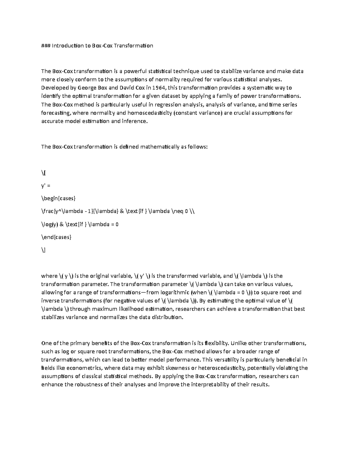 Introduction to Box Cox - Introduction to Box-Cox Transformation The ...