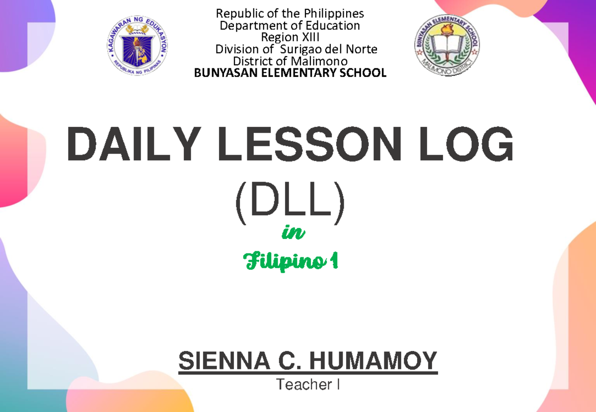 DLL WLP Cover - reference - DAILY LESSON LOG (DLL) Department of ...