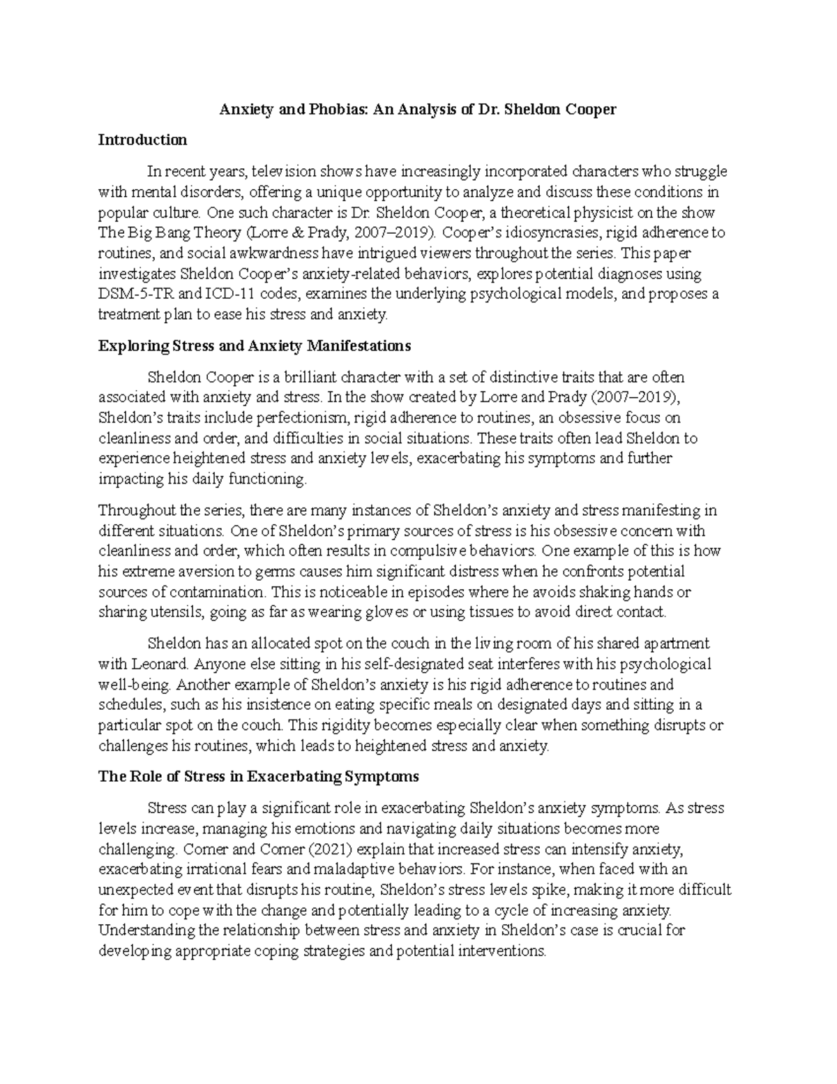 Psy470-a - paragraph a - Anxiety and Phobias: An Analysis of Dr ...
