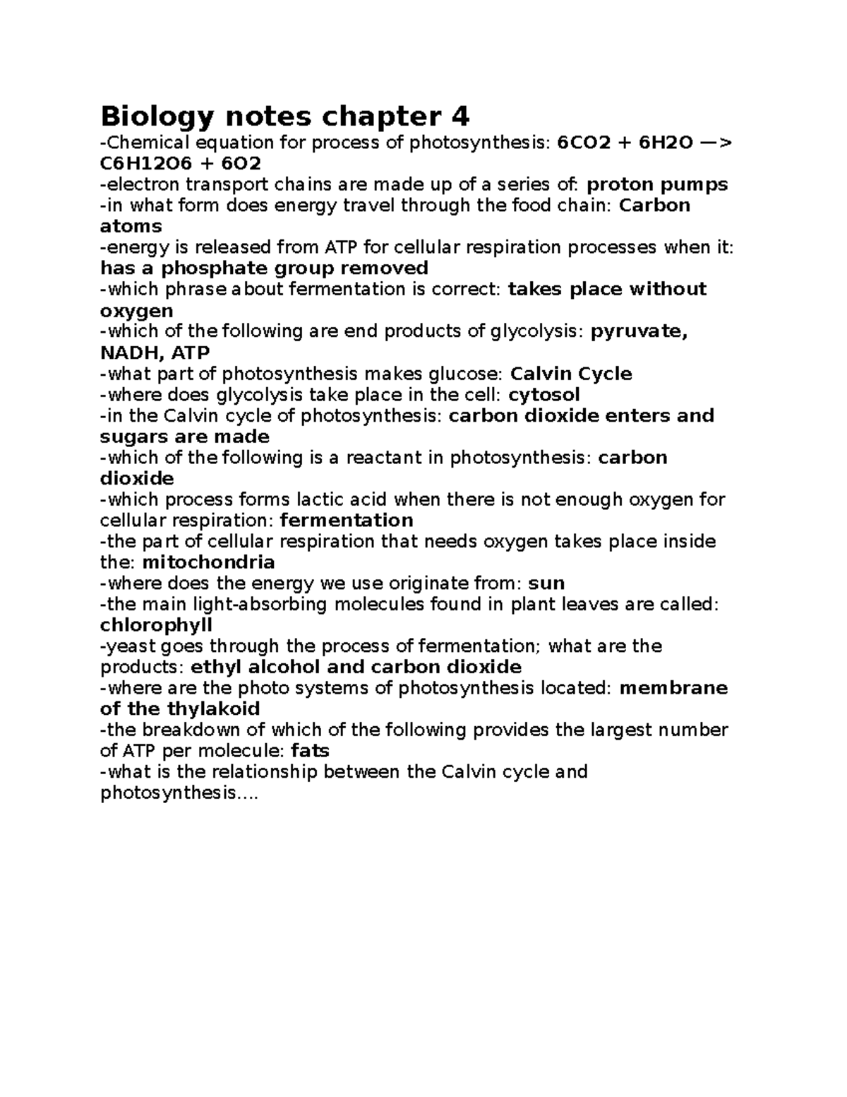 Biology notes chapter 4 - ... - Studocu