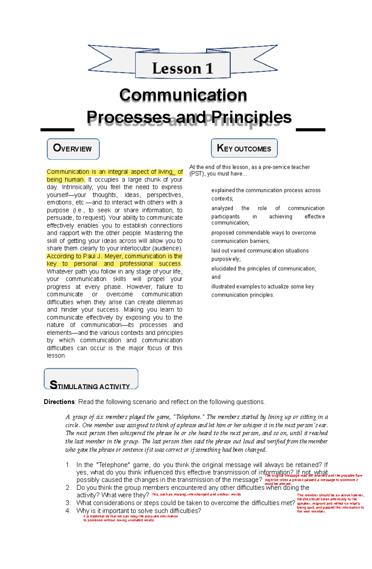 L1 - Module in purposive communication - Lesson 1 Communication ...