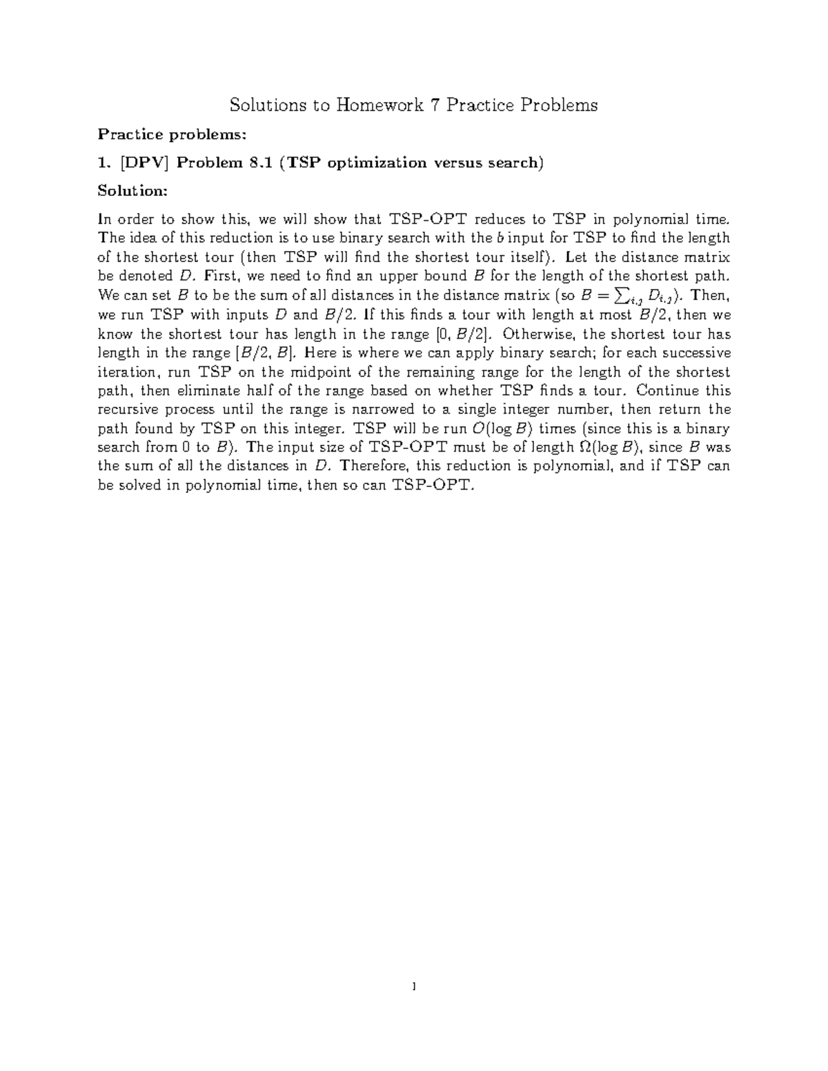 Hw7 Solutions Dpv Solutions To Homework 7 Practice Problems Practice Problems 1 Dpv