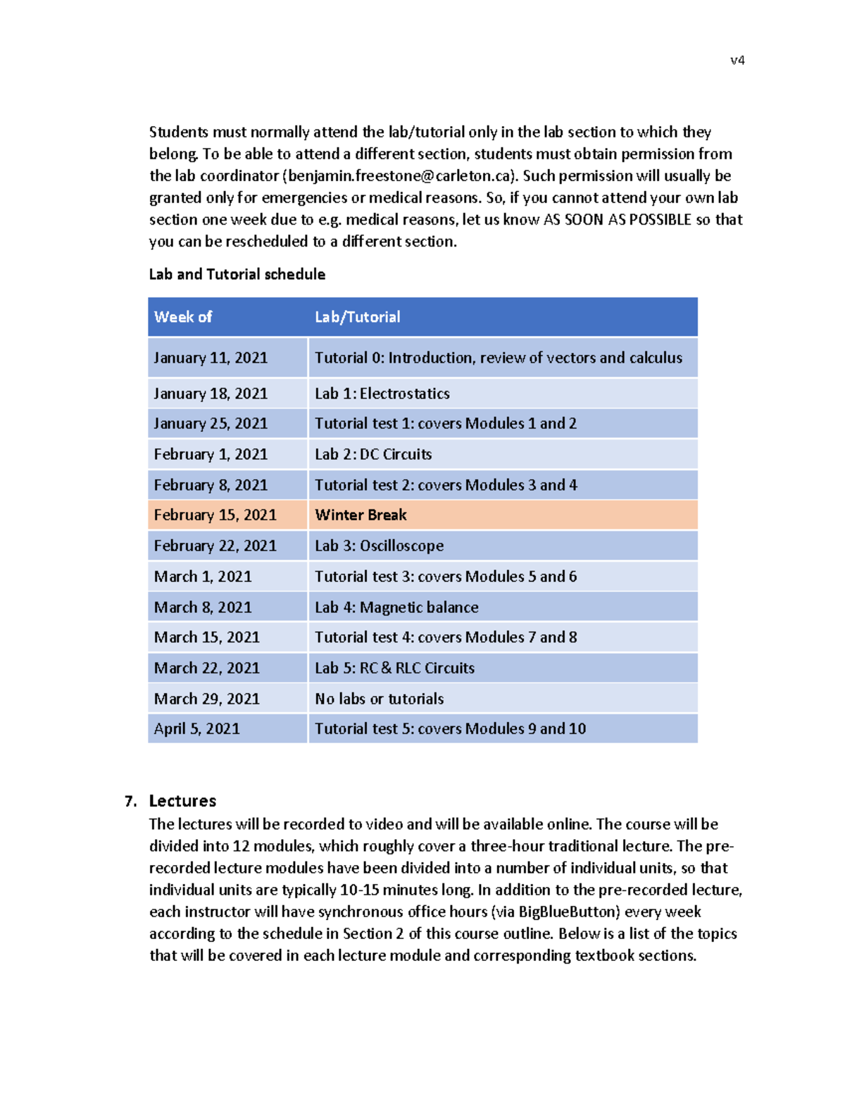 PHYS 1004 Course Outline Winter 2020 V Students Must Normally Attend 