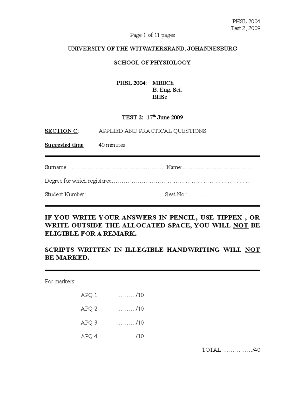 2009 Test 2 APQ Model Answers[ 13440 ] - Test 2, 2009 Page 1 of 11 ...