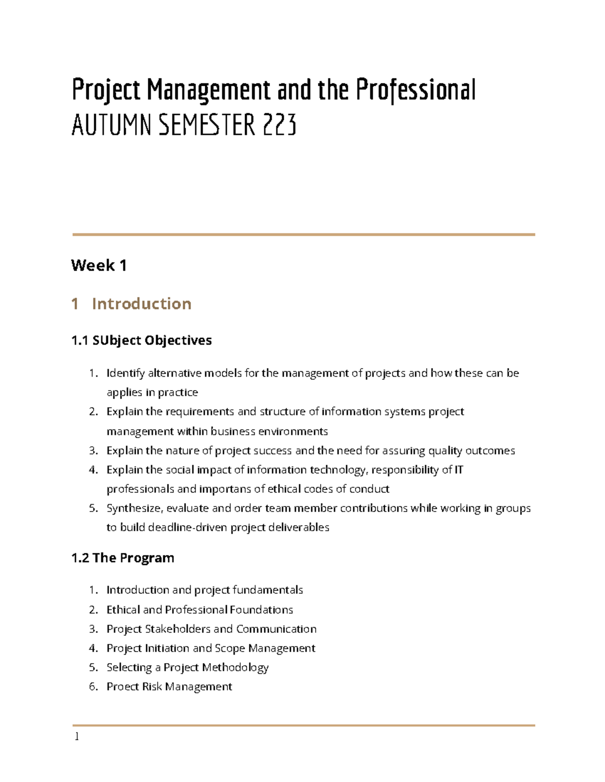 Project Management and the Professional AUT 2023 - Project Management ...
