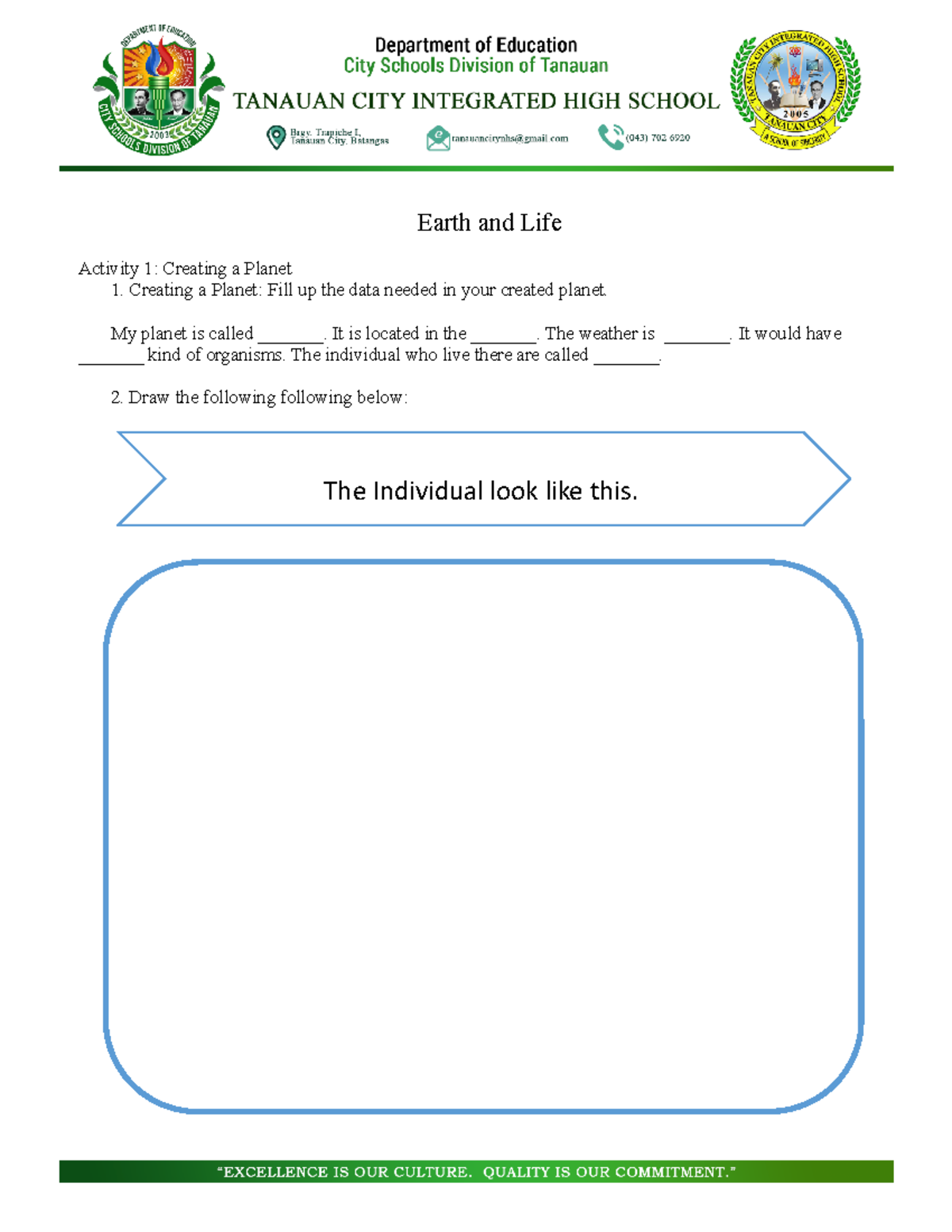 2.3 Activity 1 - Earth and Life Science - Earth Sciences - Earth and ...