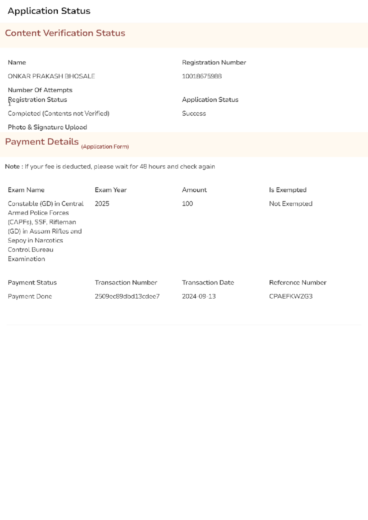 Details - sma - Application Status Content Verification Status Name ...