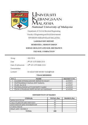 Hydraulic Jumps Lab Report - KKKH1223 FLUID MECHANICS FOR CIVIL ...