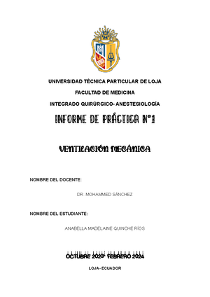 Informe Punción venosa - UNIVERSDIAD TÉCNICA PARTICULAR DE LOJA NOMBRE ...