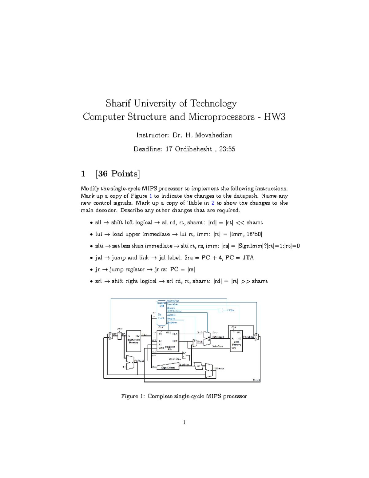 Computer Structure and Microprocessors HW3 - Sharif University of ...