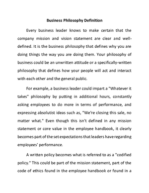Importance of Philosophy of Business - Philosophy of Business ...