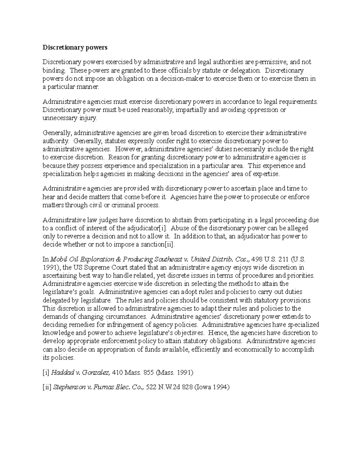 Discretionary powers - serena - Discretionary powers Discretionary ...