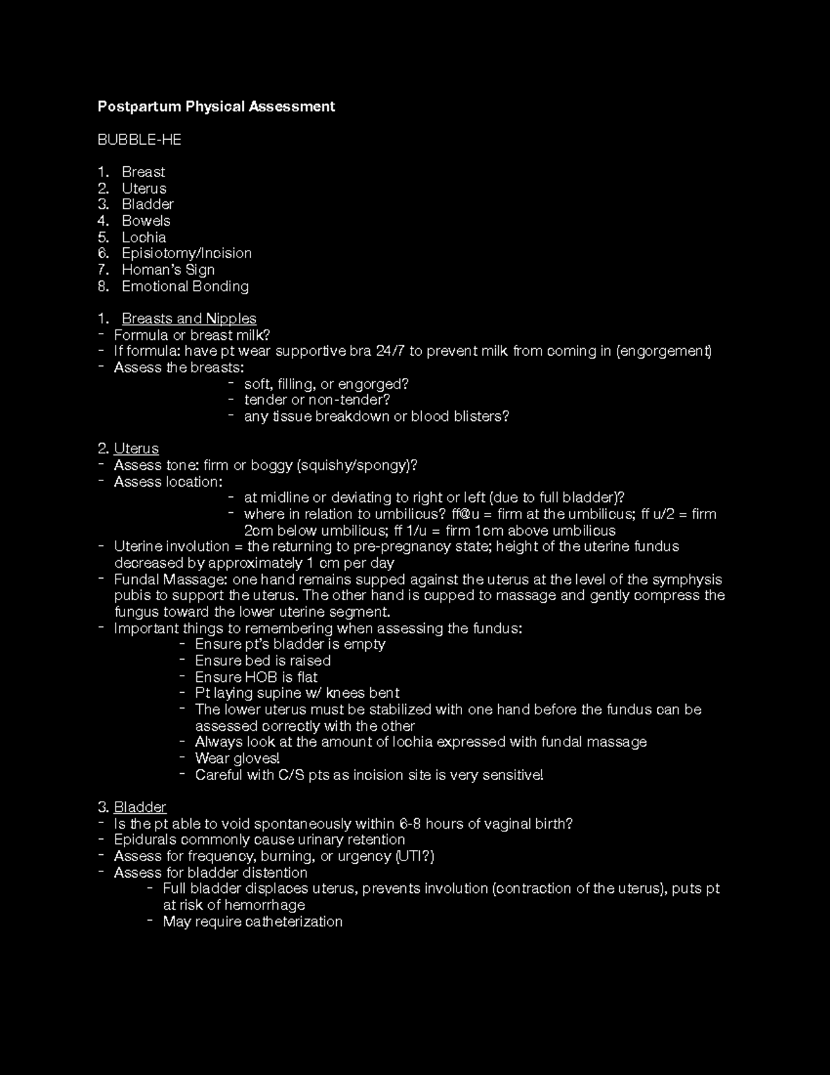 Maternal Newborn Skills for quiz and demonstration - Postpartum ...