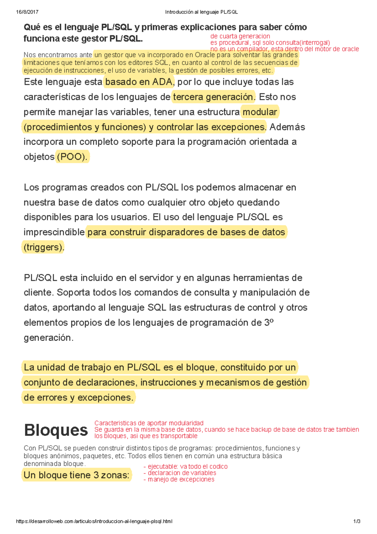 ¿Qué es el Lenguaje PL SQL - 16/8/2017 Introducción al lenguaje PL/SQL - Studocu