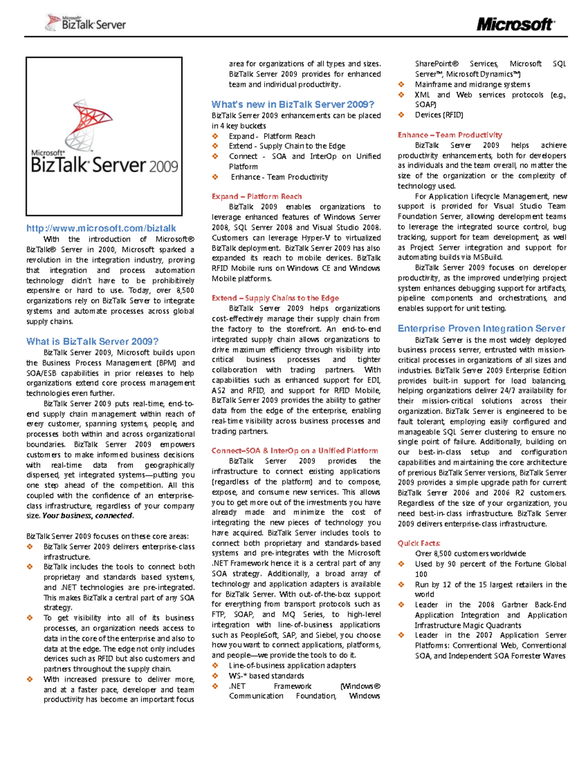 Biz Talk Server 2009 Datasheet - microsoft/biztalk With the ...
