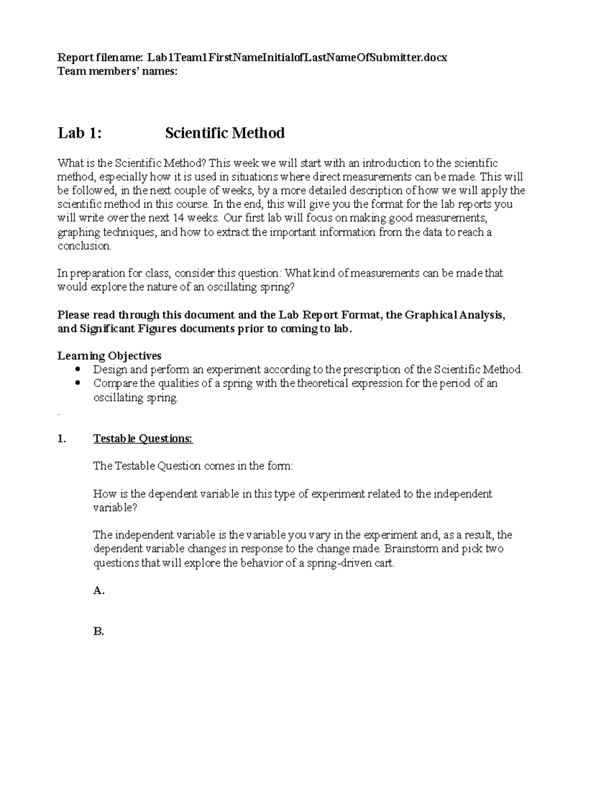 Lab 1 Scientific Method updated - Report filename ...