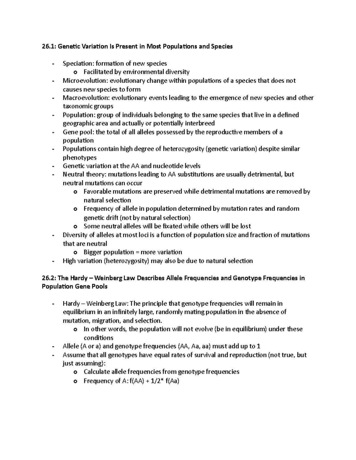 Chapter 26 - 26: Genetic Variation Is Present in Most Populations and ...