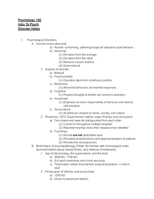 Psych 100 Consciousness Notes - PSYCH 100 Exam 2 Study Guide I. States ...