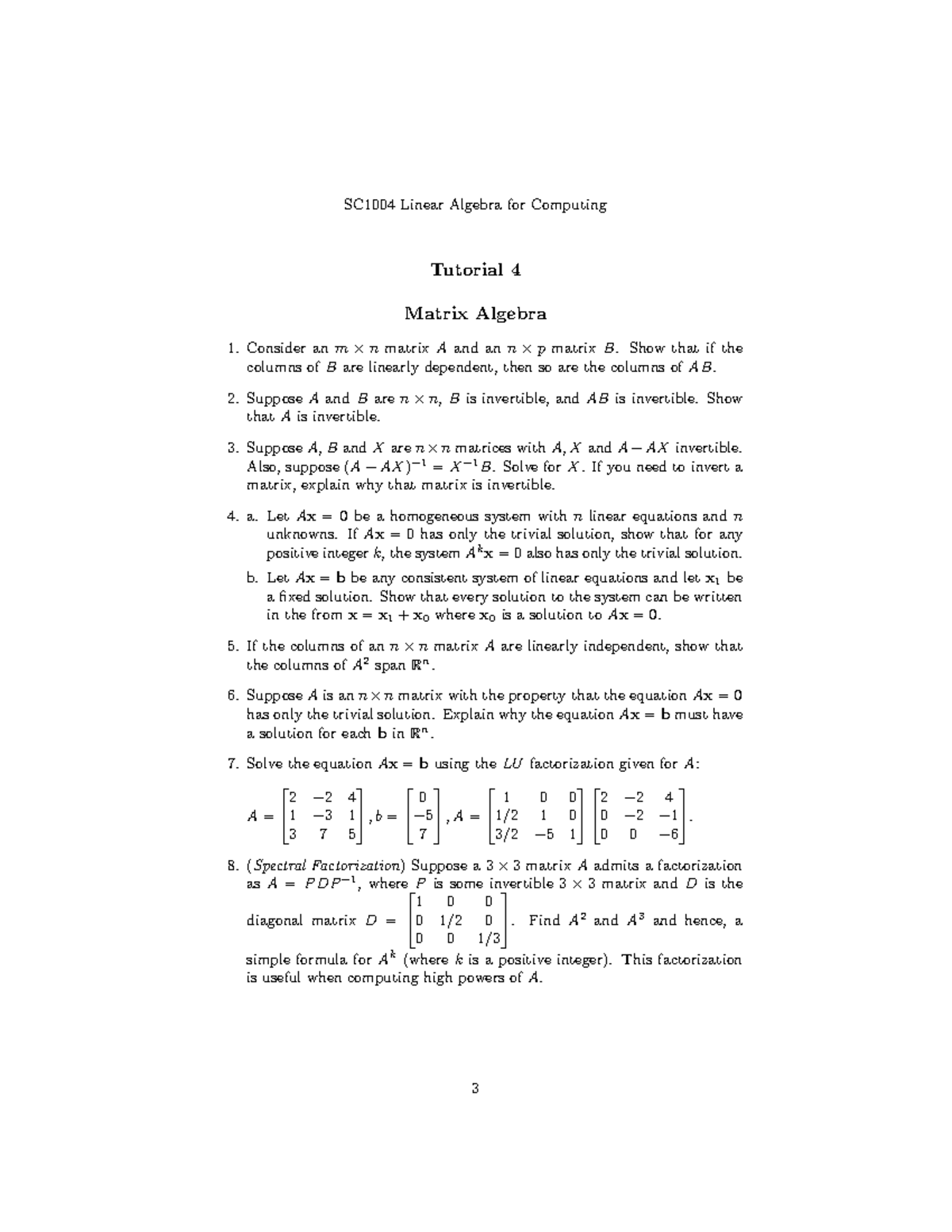 Chapter 4 Practice - SC1004 Linear Algebra for Computing Tutorial 4 ...