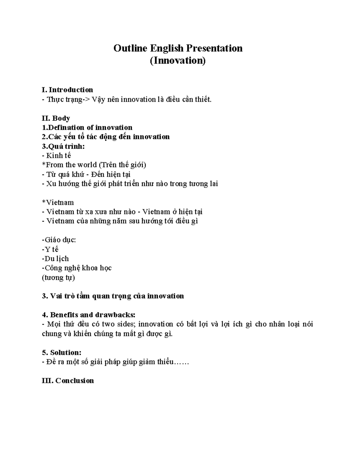 Outline English Presentation - Outline English Presentation (Innovation ...