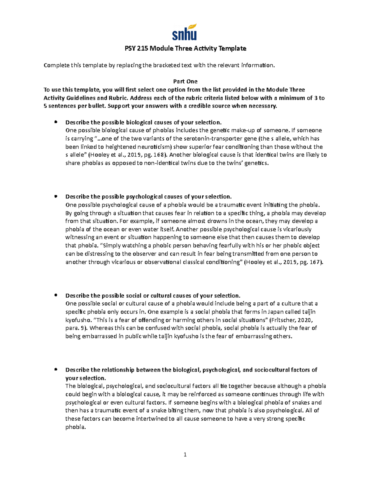 PSY 215 Module Three Activity Hannah Caywood - PSY 215 Module Three ...