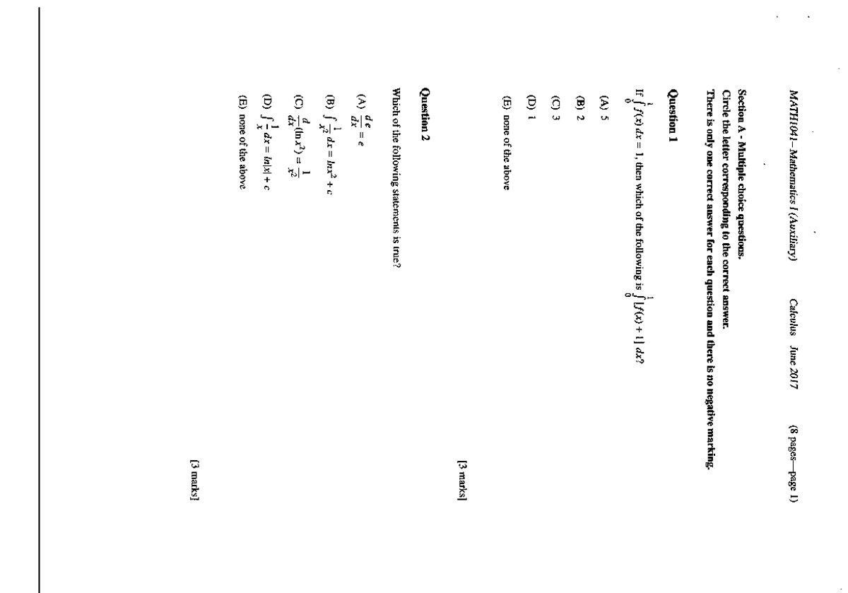 MATH1041 calc June 2017 - MATH1041 Mathematics I (Auxiliary) Calculus ...